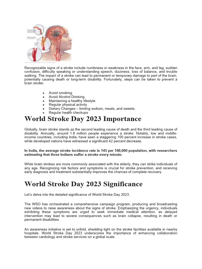 Recognizable Signs of A Stroke Include Numbness or Weakness in The Face ...