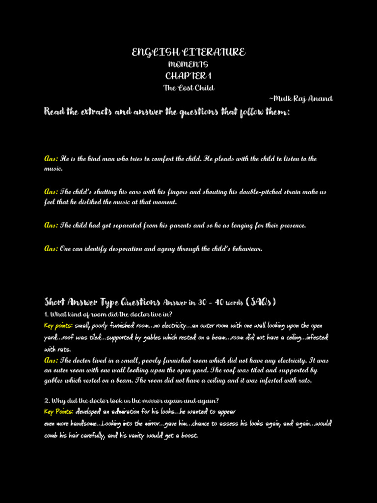 Moments Chapter 1 The Lost Child Notes | PDF | Language Arts ...