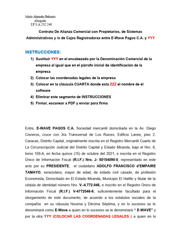 Contrato Base Alianza Comercial Con Propietarios de Sistemas de Caja 21 03 23 | PDF | Derecho ...