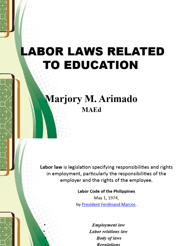 Labor Laws in Education Explained | PDF
