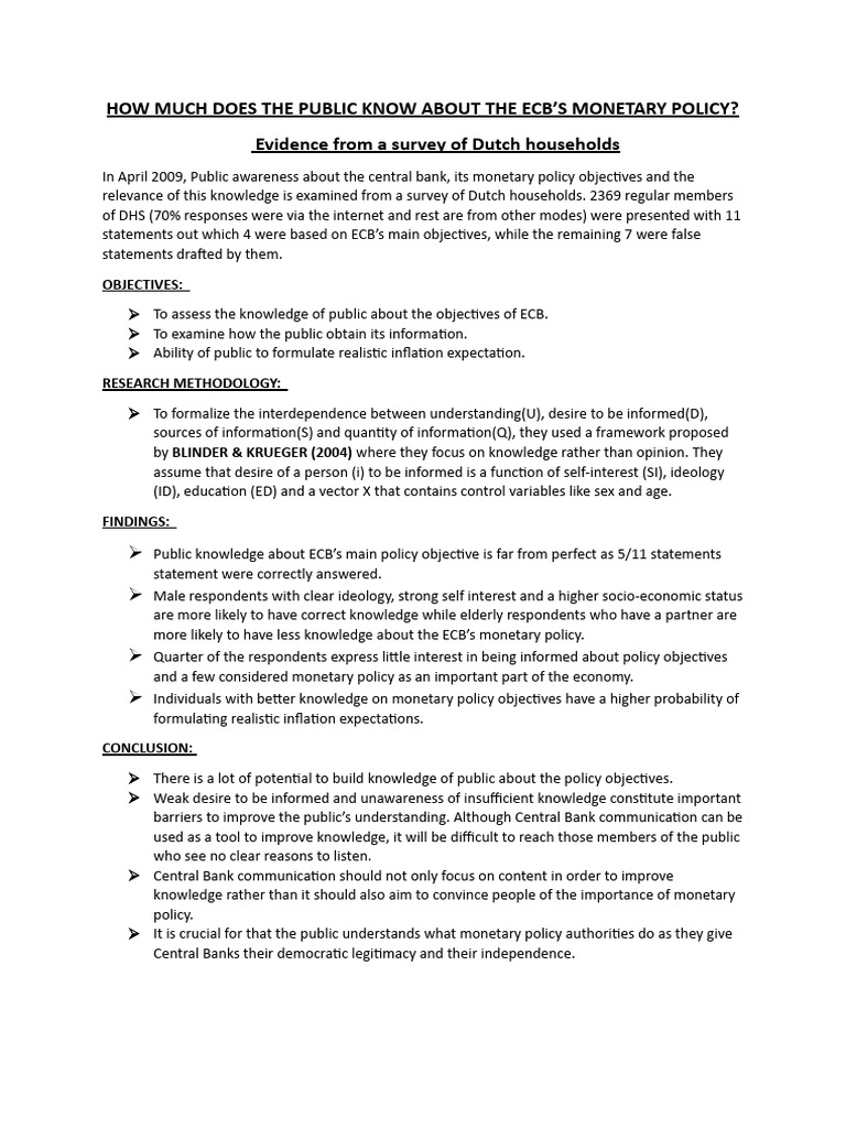 ECB Summary | PDF | Knowledge | European Central Bank