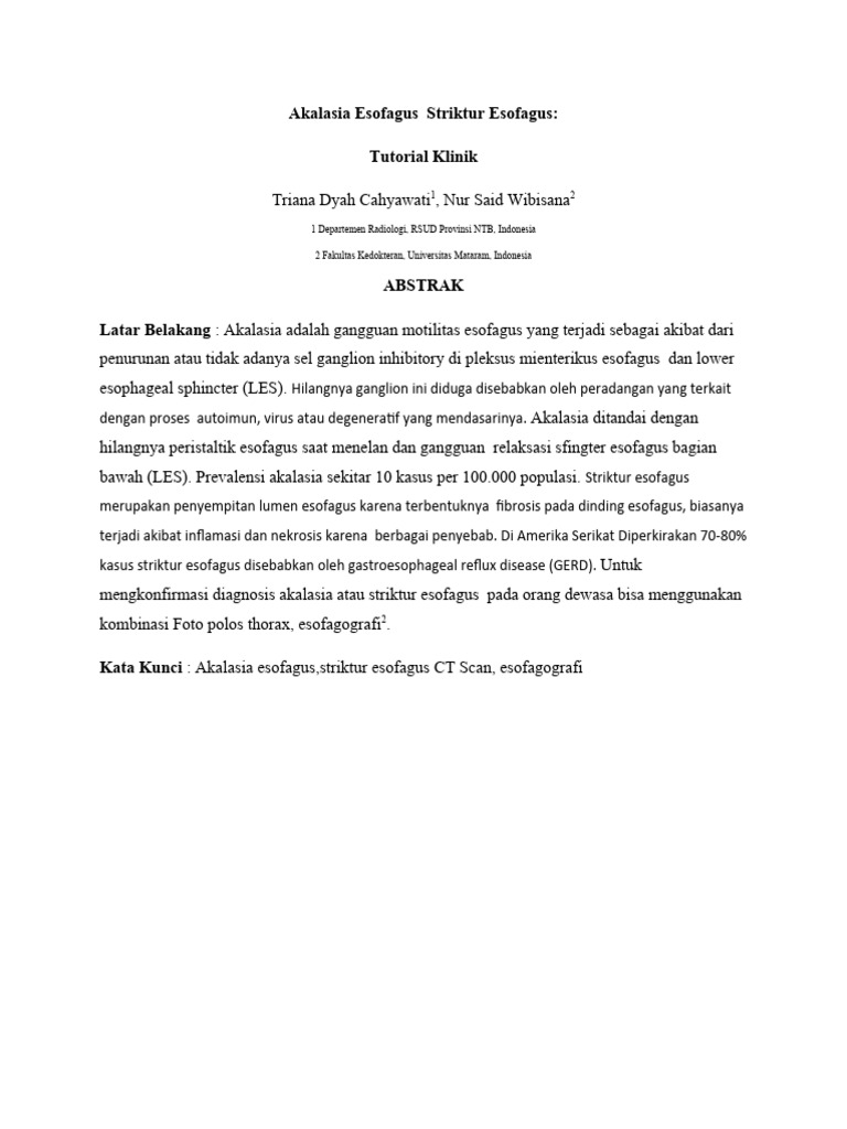 Akalasia dan Striktur Esofagus: Panduan Klinik | PDF | Ilmu Sosial ...