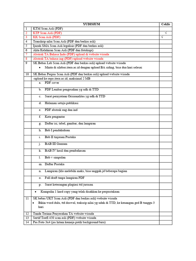 Persyaratan Yudisium Silabor ITERA | PDF