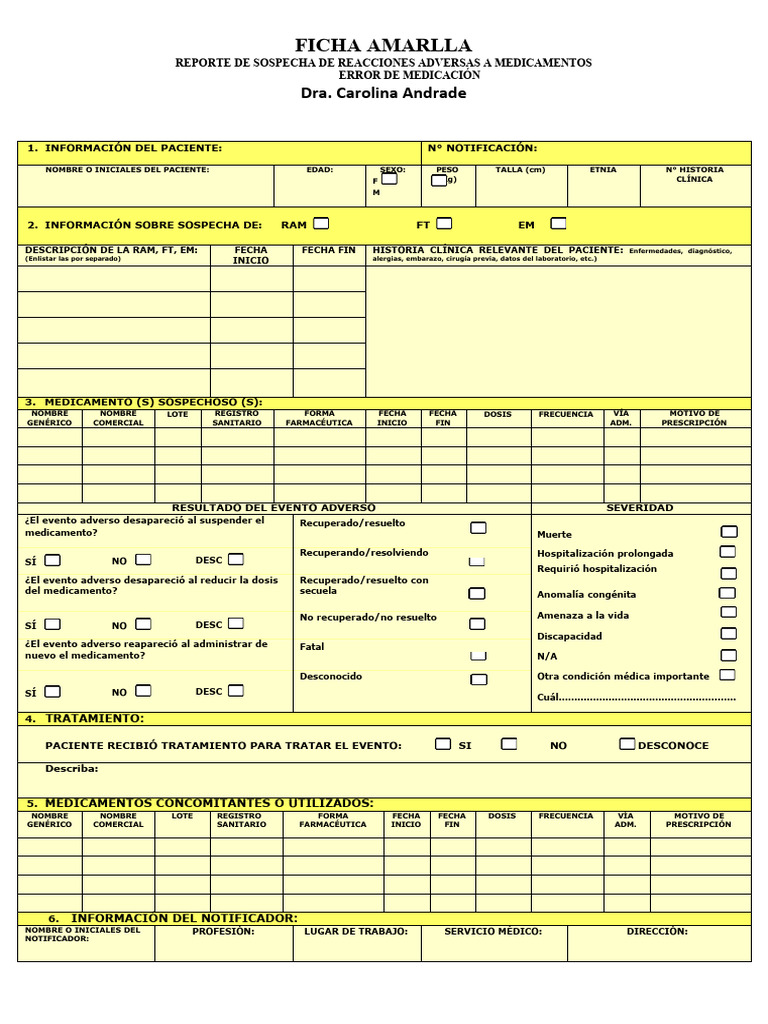 FICHA AMARILLAS MSP Ecuador | Descargar gratis PDF | Medicamentos con ...