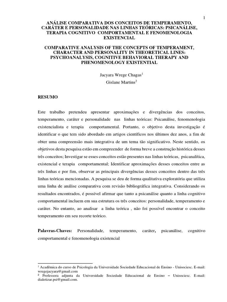 TCC revisado_Analise comparativa | PDF | Temperamento | Sigmund Freud
