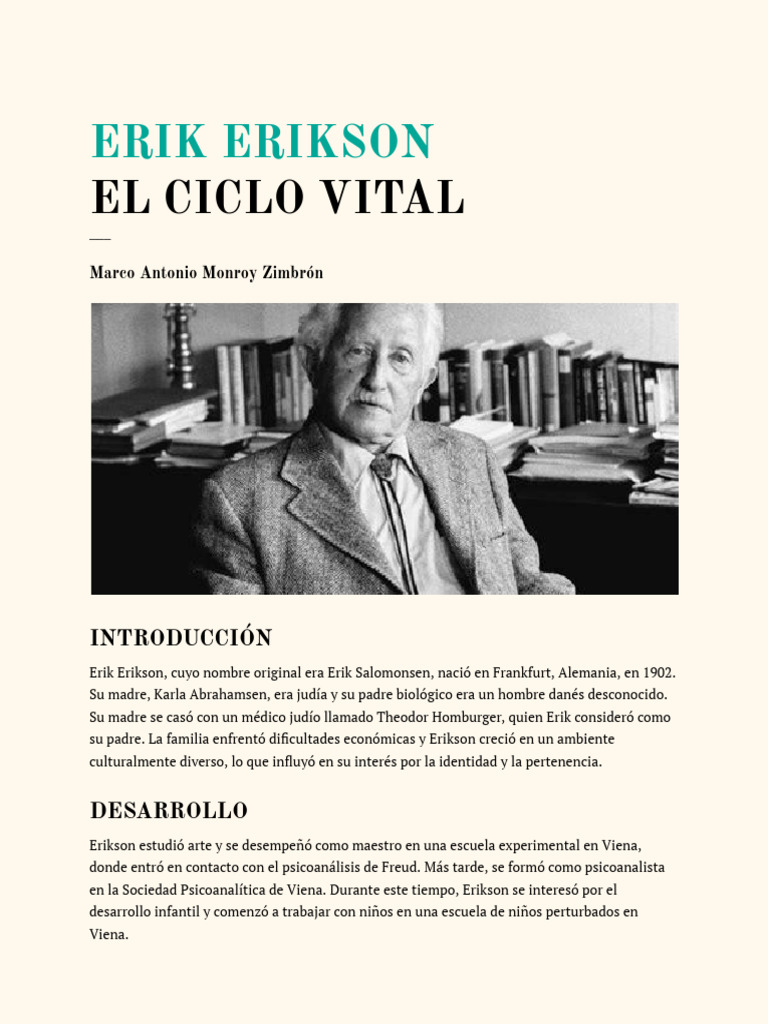 Erik Erikson - El Ciclo Vital | PDF | Sicología | Psicoanálisis