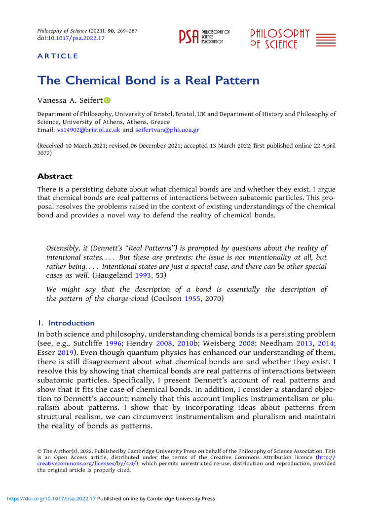 The Chemical Bond Is A Real Pattern | PDF | Chemical Bond | Chemistry