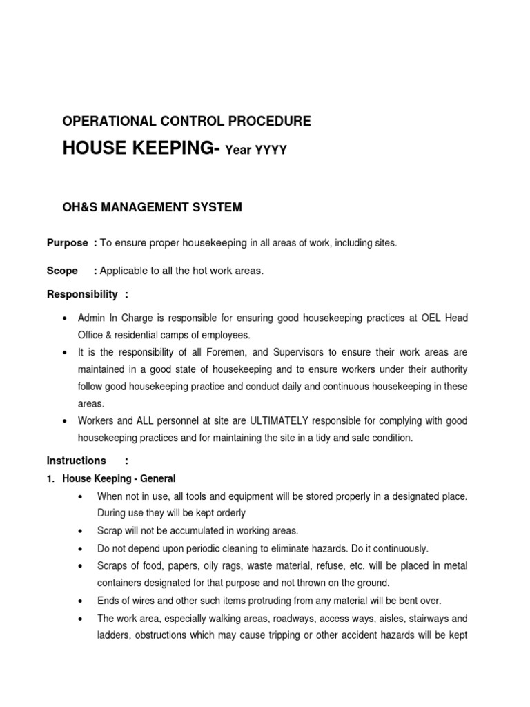 OCP15 Housekeeping | PDF | Housekeeping | Waste