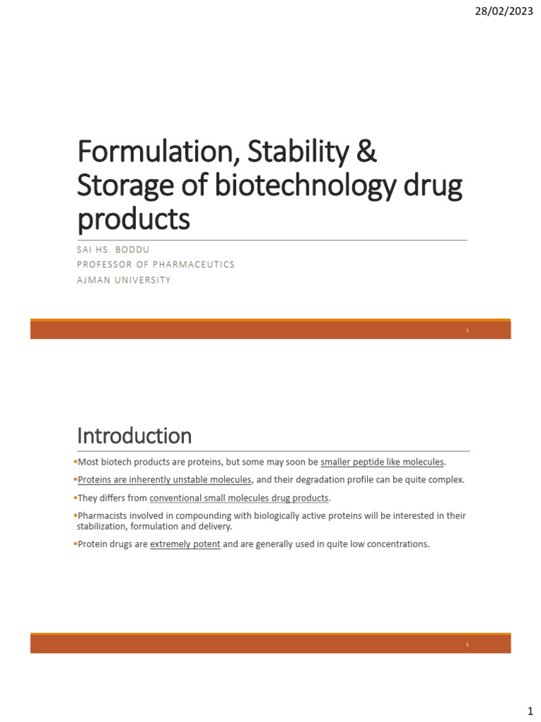 Chapter 4 - Formulation, Stability Storage of Biotechnology Drug ...