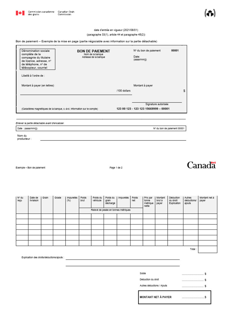 Exemple de bon de paiement modèle | PDF | Économie