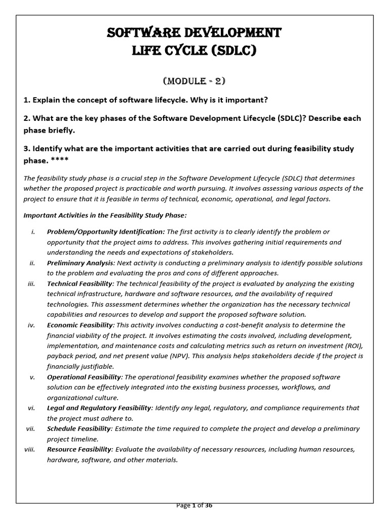 Software Development Life Cycle - SDLC - Software Engineering Exam ...