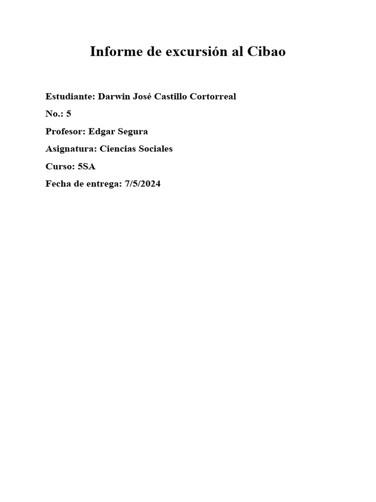 Informe de Excursión Al Cibao | PDF | Chocolate | Tipos de chocolate