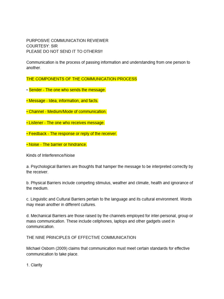 Purposive Communication Reviewer | Download Free PDF | Communication ...
