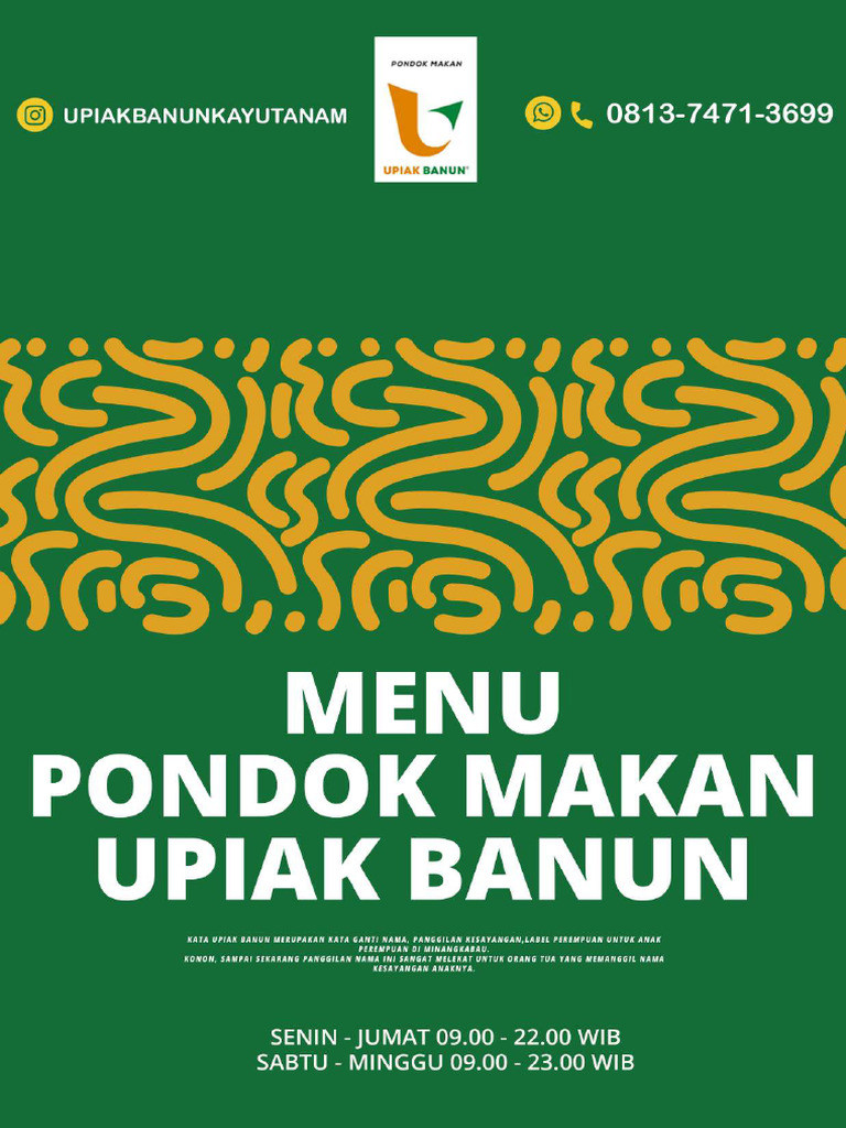 Buku Menu Upiak Banun | PDF