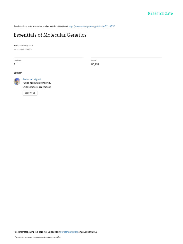 Essentials of Molecular Genetics: January 2015 | Download Free PDF ...