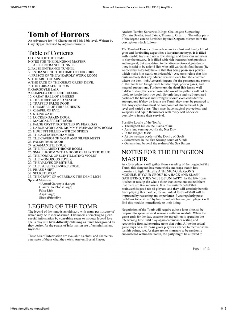 Tomb of Horrors | PDF Tomb of Horrors | PDF