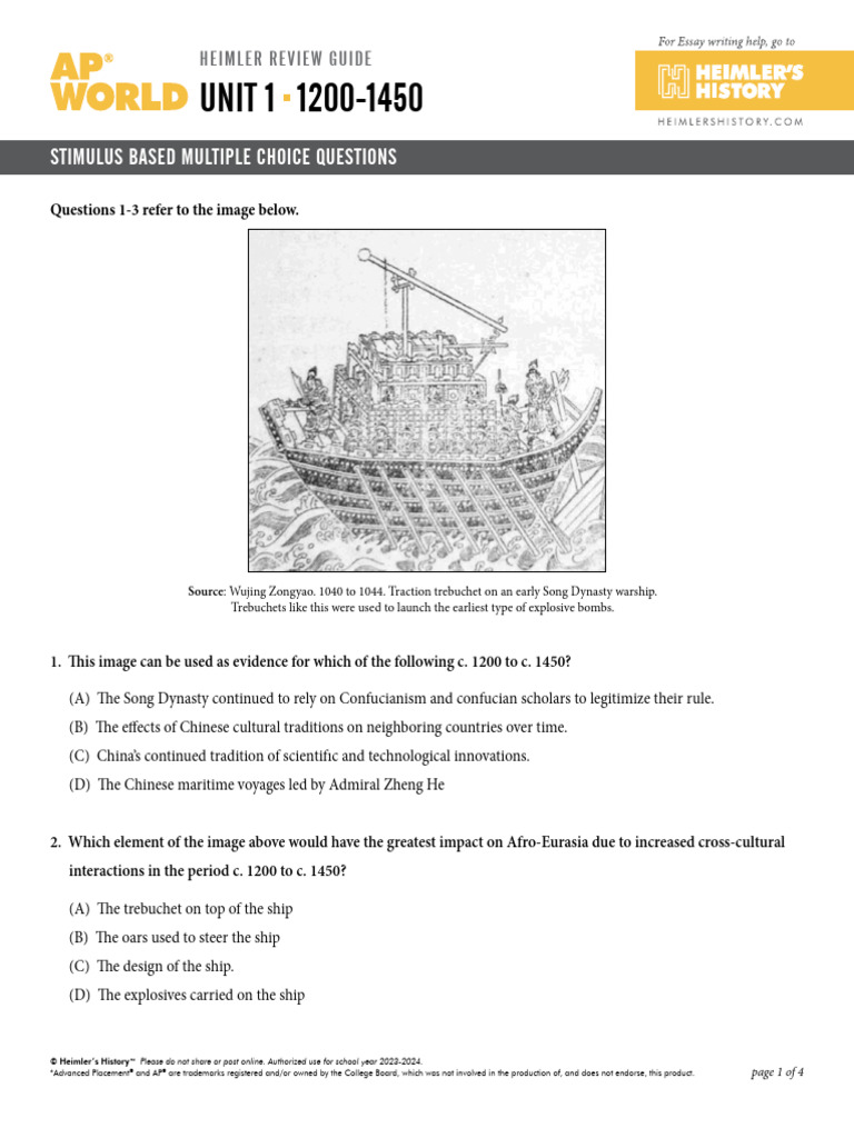 AP World HRG Unit 1 MCQs | PDF