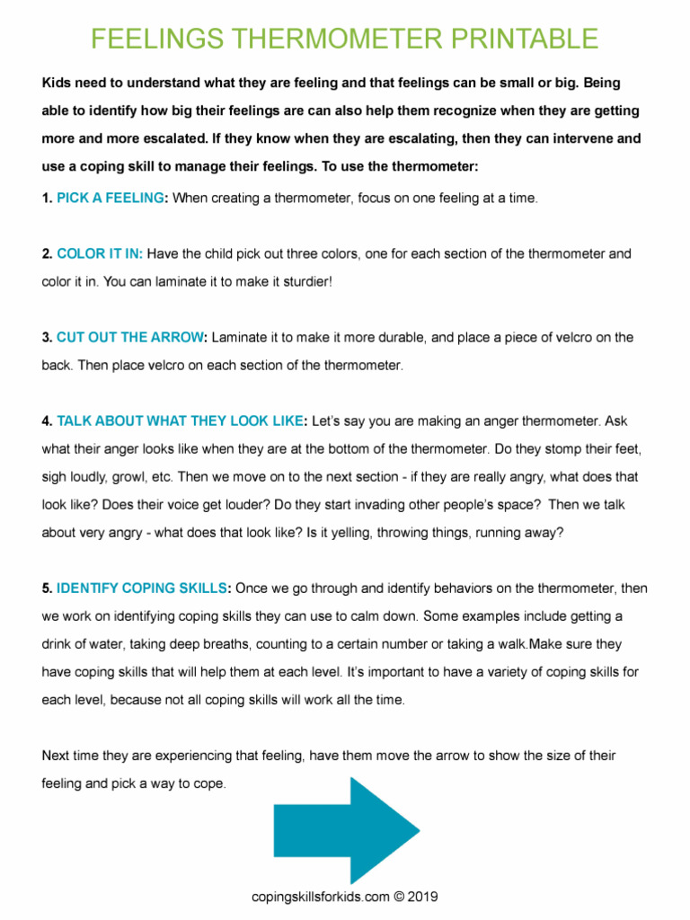 Feelings Thermometer For Kids | PDF