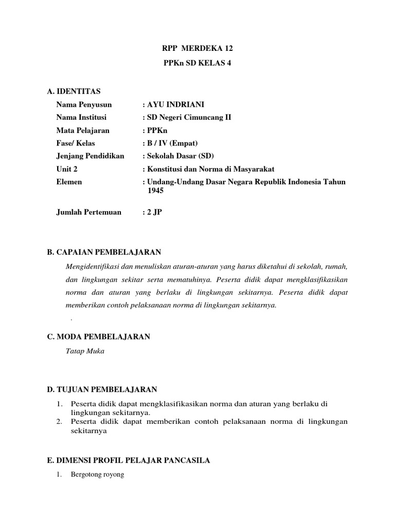 RPP Merdeka 12 | PDF