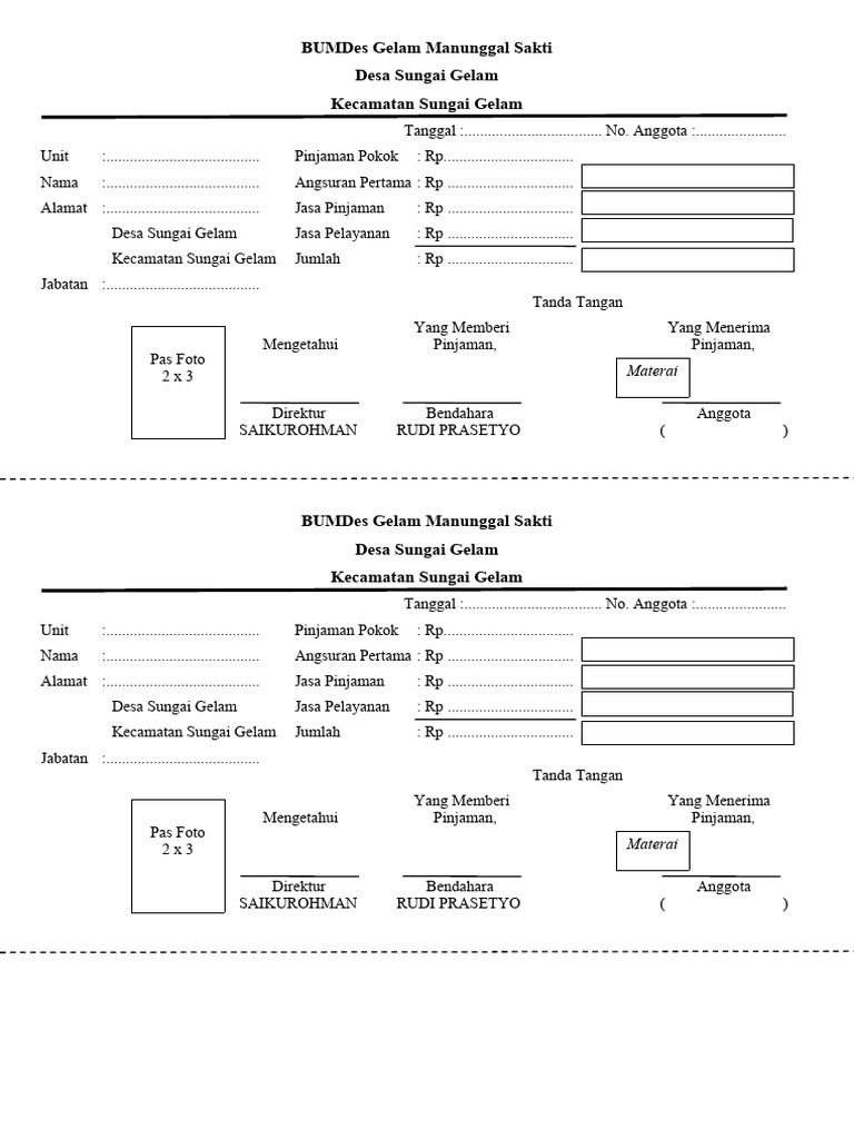 Kwitansi Simpan Pinjam | PDF