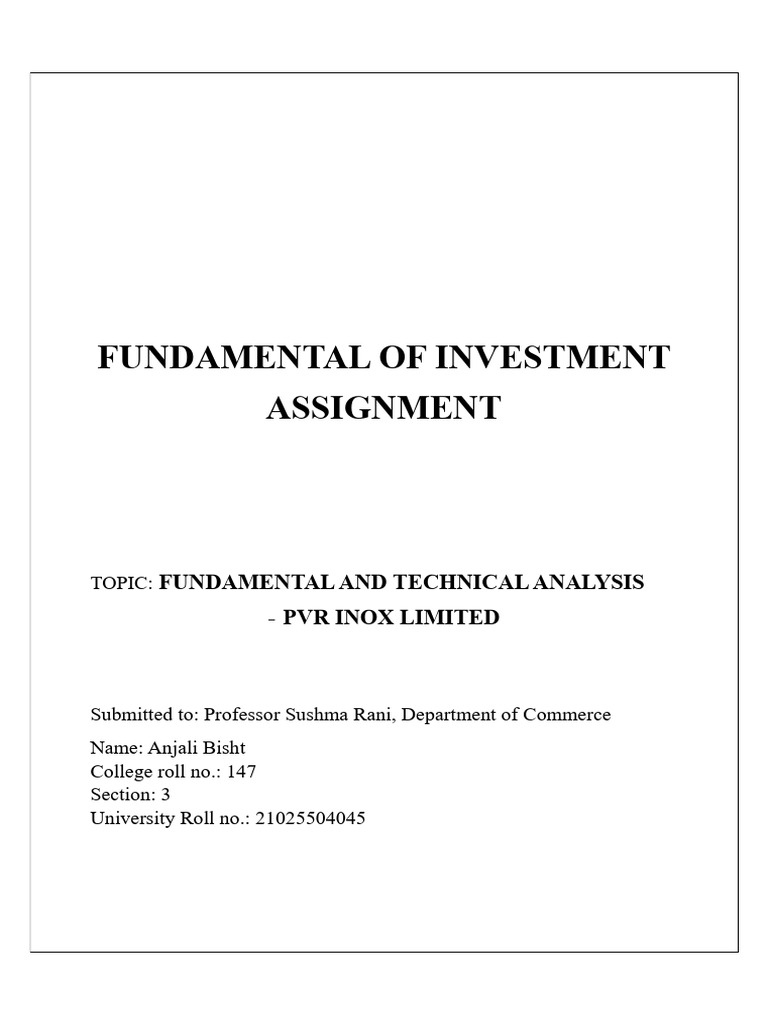 Fundamental of Investment Assignment: Fundamental and Technical ...