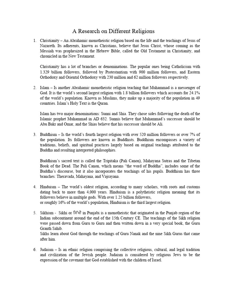 Overview of Major World Religions | PDF | Abrahamic Religions ...
