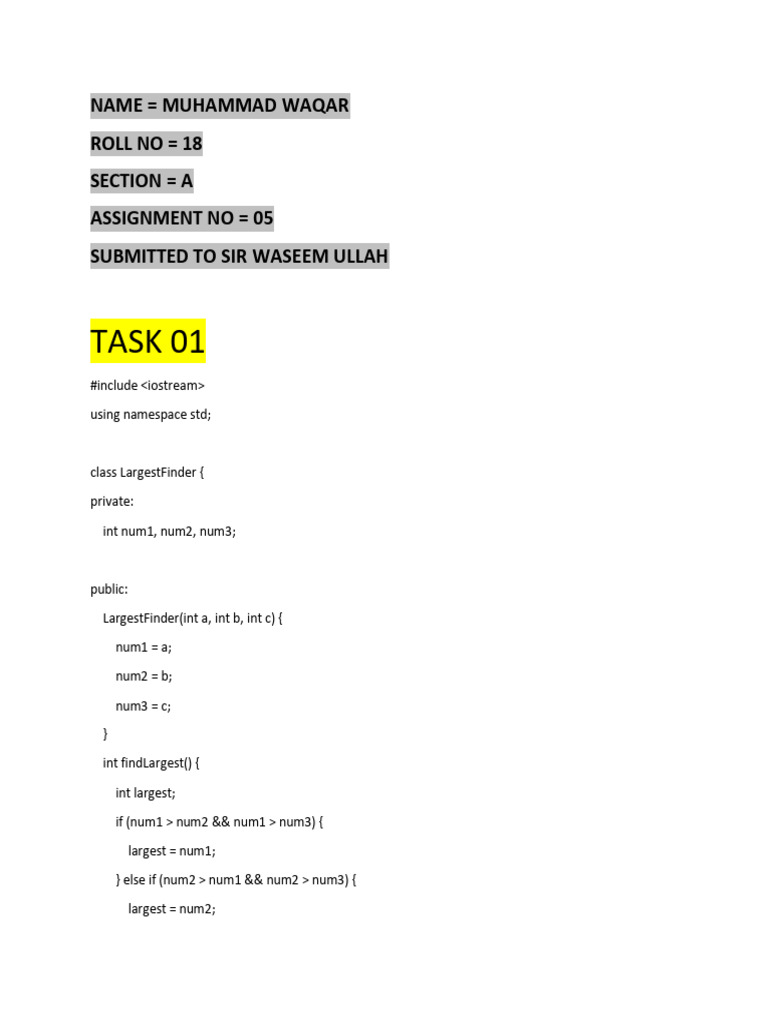 Assignment No 05 | PDF | Area | Length