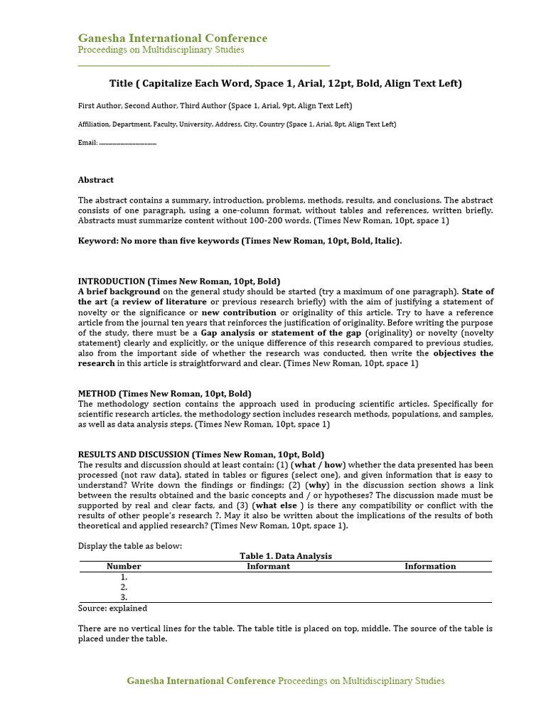 Template - Ganesha Prosiding | PDF | Methodology | Data