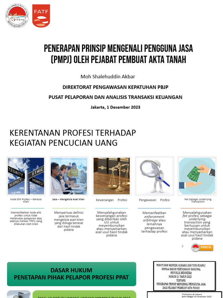 Materi PPATK - PMPJ PPAT | PDF | Bisnis | Hukum