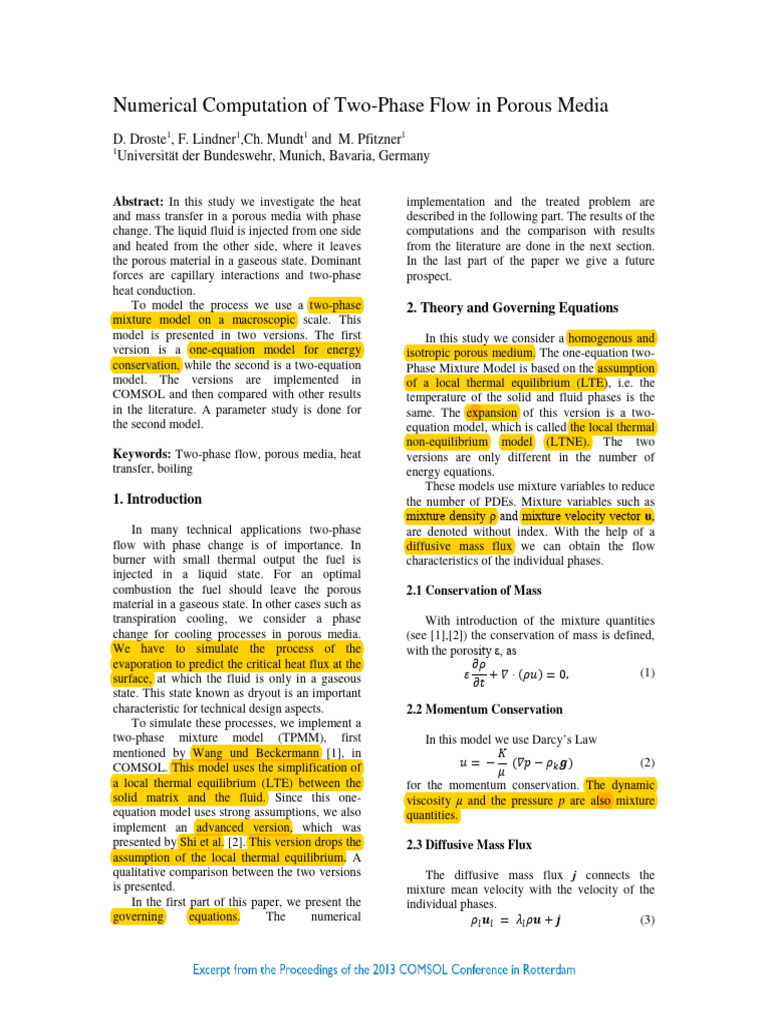 Comsol Two Phase | PDF | Heat | Diffusion