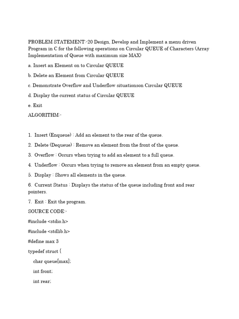 Document | PDF | Queue (Abstract Data Type) | Computer Science