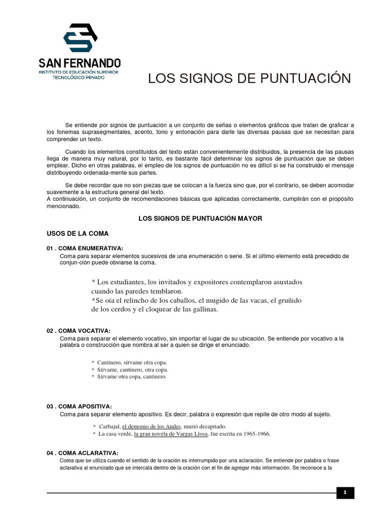 Signos Puntuacion | PDF | Oración (Lingüística) | Predicado (Gramática)