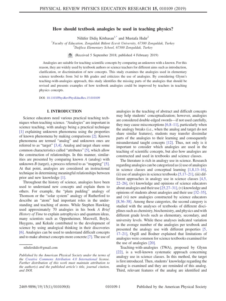 How Should Textbook Analogies Be Used in Teaching Physics | PDF ...