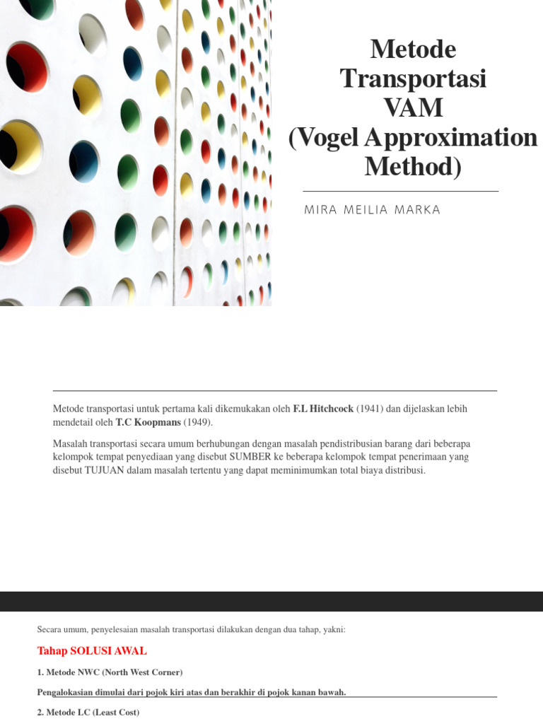 Metode Transportasi VAM dalam Distribusi | PDF