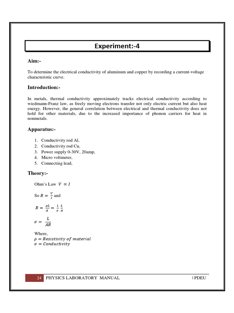 1 - Elecrical Conductivity | PDF | Electrical Resistivity And Conductivity | Electricity