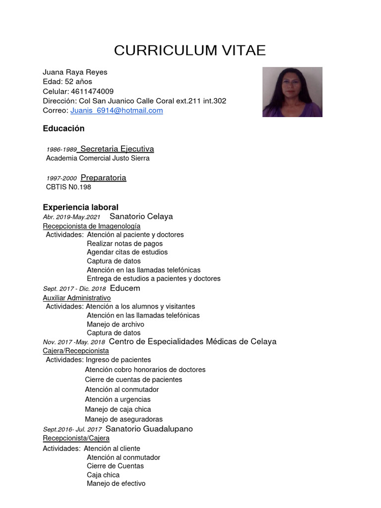 CV Juana Raya Reyes | PDF