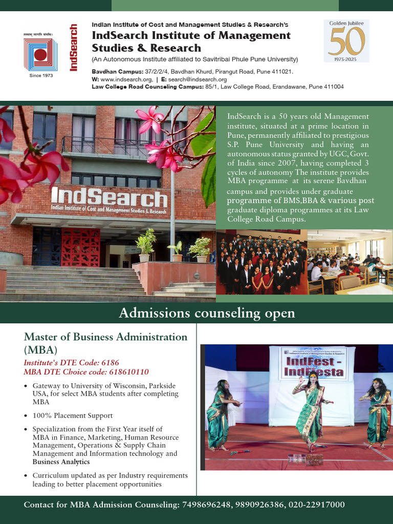 MBA & Diploma Admissions at IndSearch | PDF | Master Of Business ...