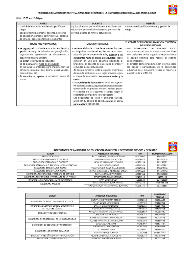 Protocolo Sismo Prla J 2024 | PDF