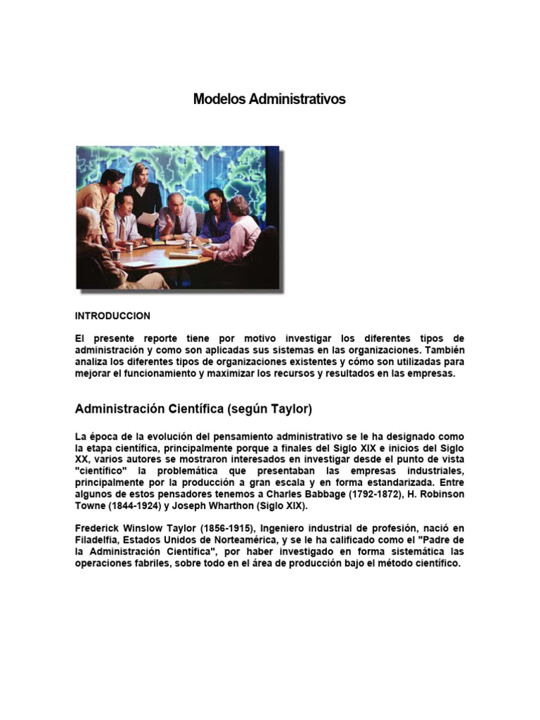Modelos de Administración | PDF | Sistema | Teoría de sistemas