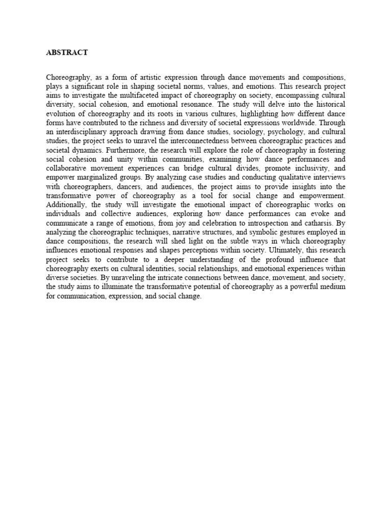 Choreography Mini Project | Download Free PDF | Dances | Choreography