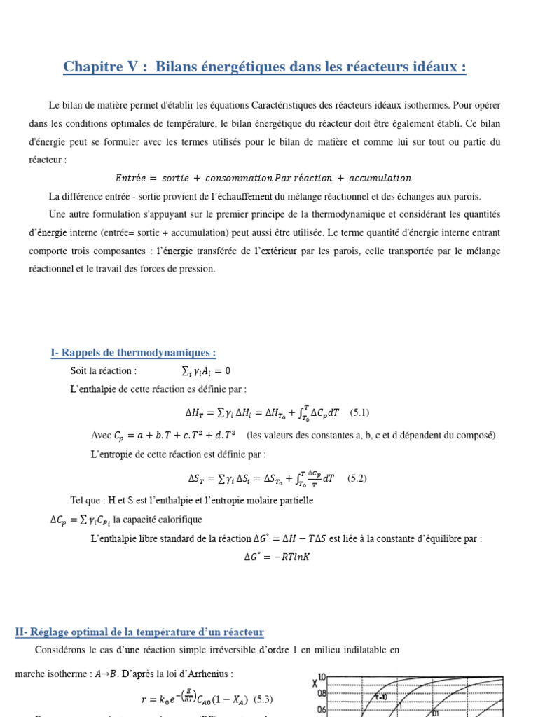 Bilan énergétique des réacteurs idéaux | PDF | Réacteur (chimie ...