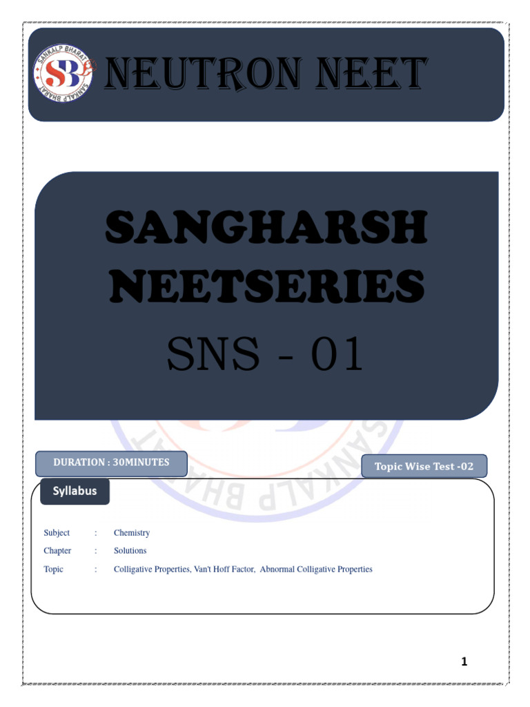 Liquid Solution SNS 01 TEST 02 | PDF | Applied And Interdisciplinary ...