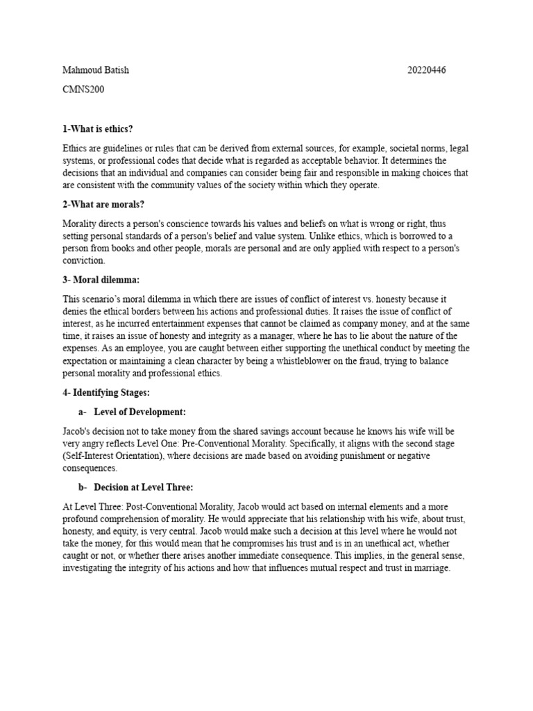 CMNS200 | PDF | Morality | Integrity