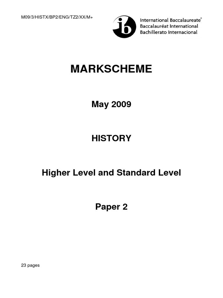 2009 IB History Paper 2 Markscheme | PDF | Soviet Union | World Politics