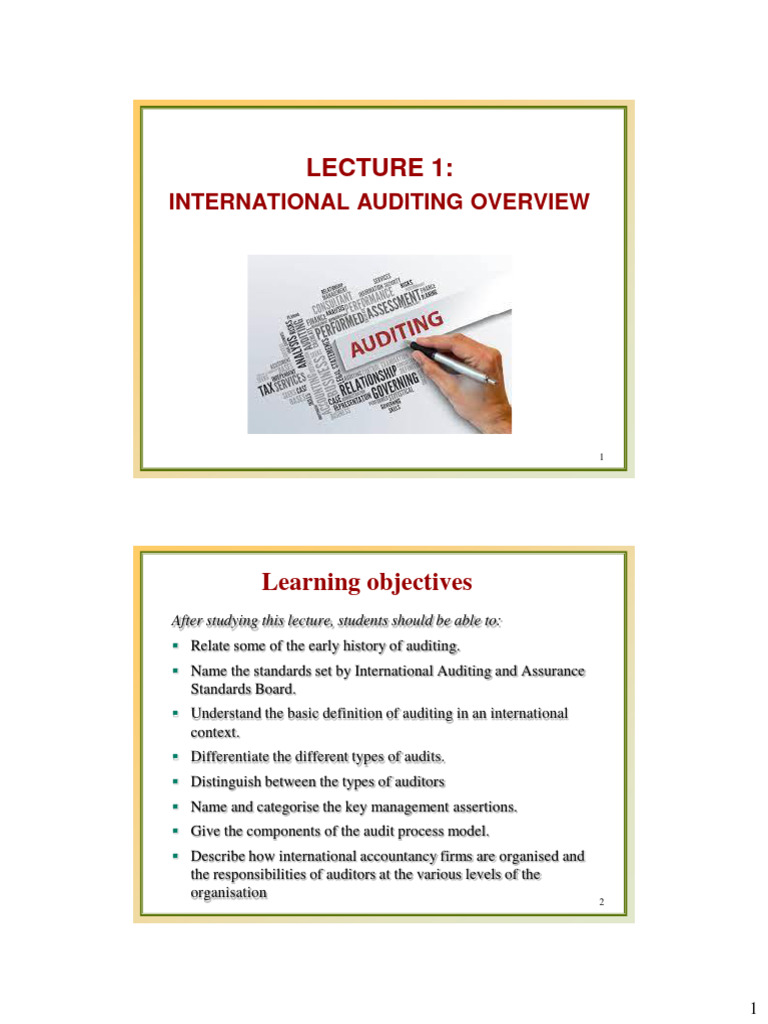 Lecture 1 - International Auditing Overview | Download Free PDF | Audit | Financial Audit