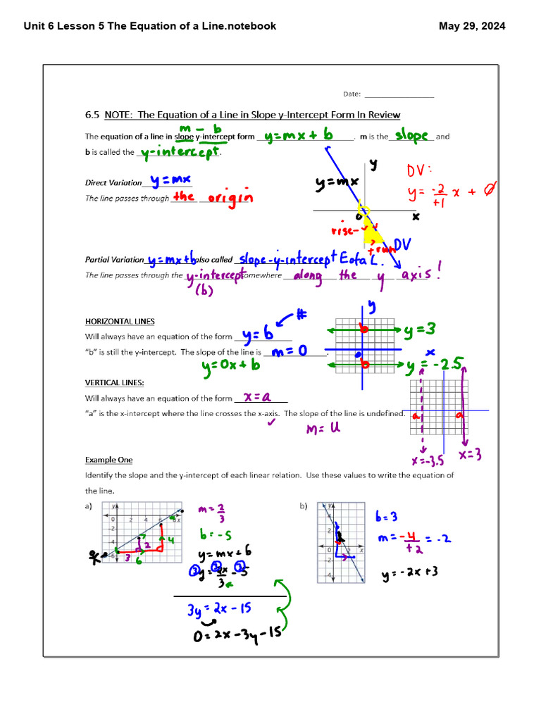 2024 Unit 6 Lesson 5 Graphing PV + DV + HL + VL | PDF