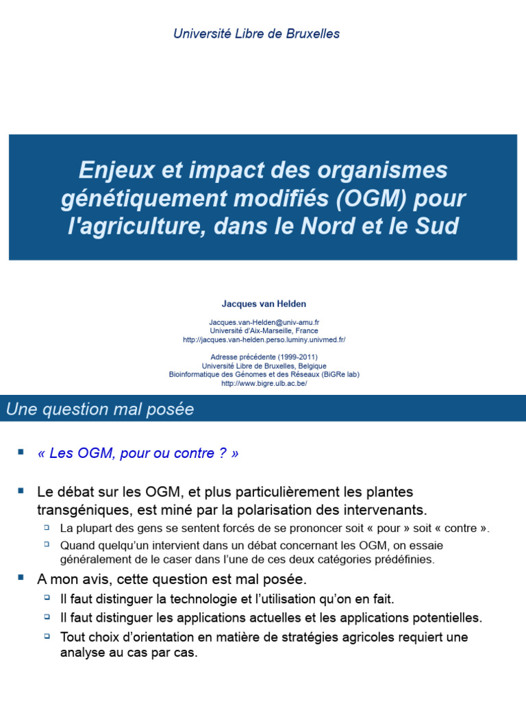 Impact des OGM en agriculture mondiale | PDF | Organisme génétiquement ...