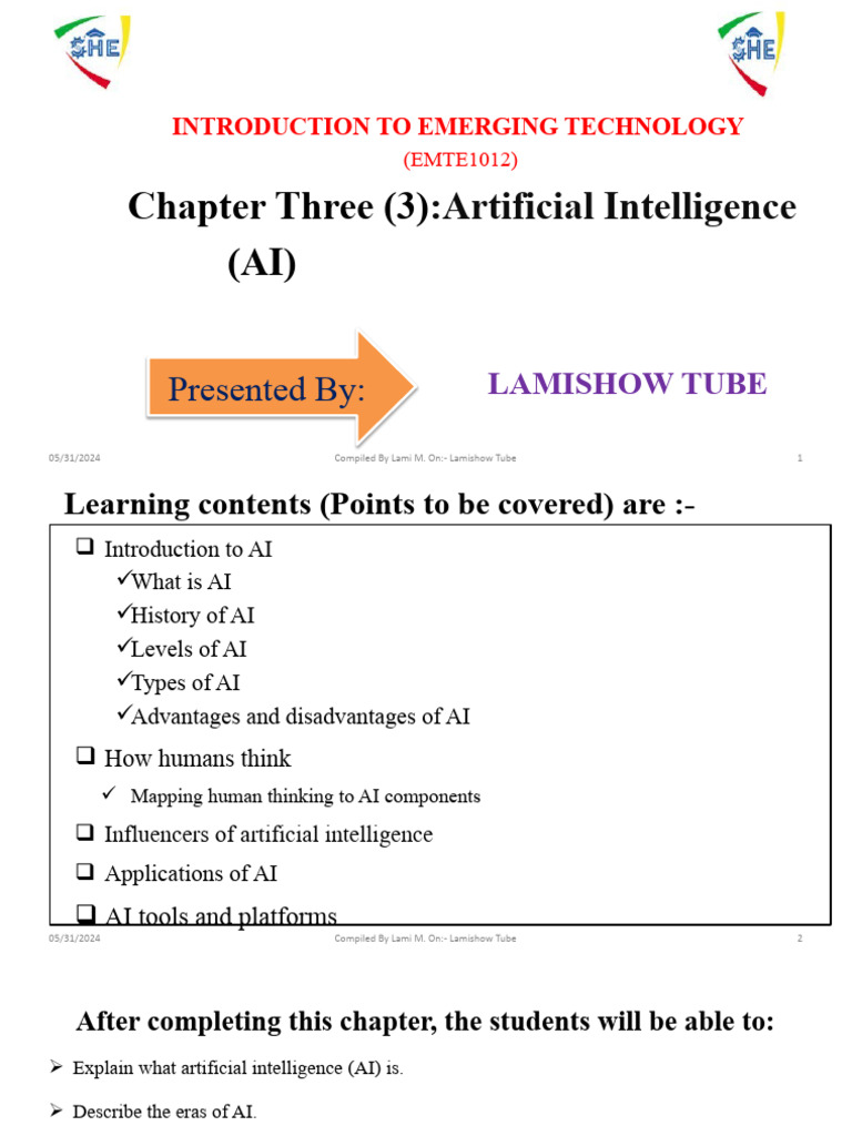 Chapter 3 Emerging Technology - Artificial Intelligence | PDF ...