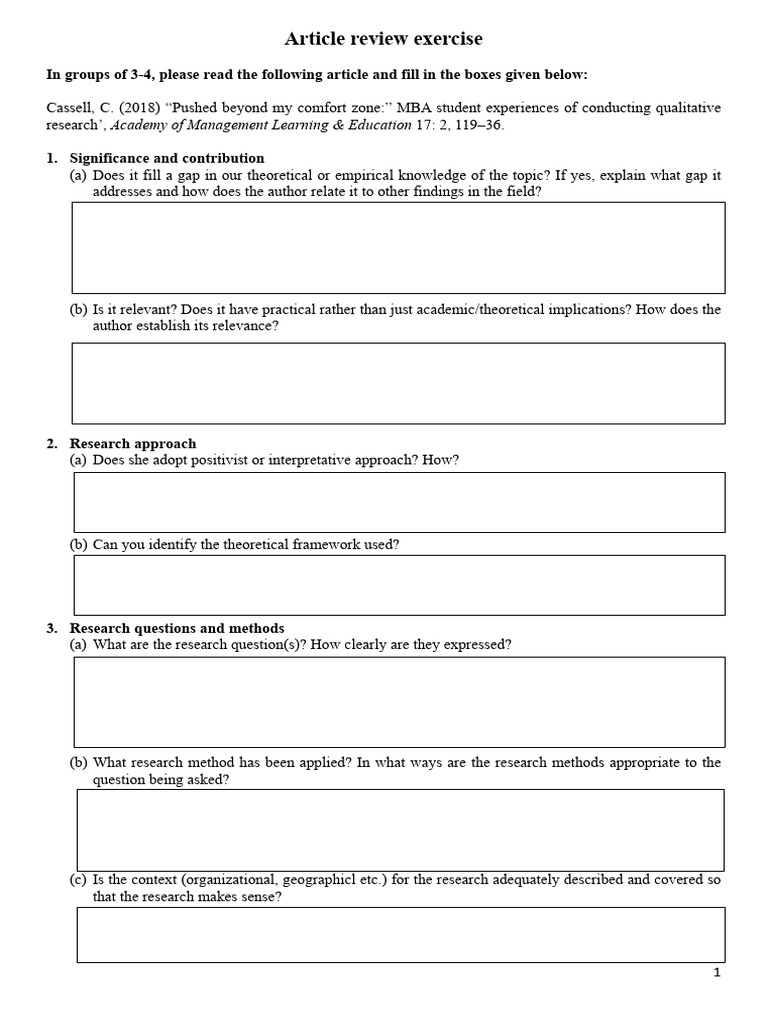 Article Review Exercise | PDF