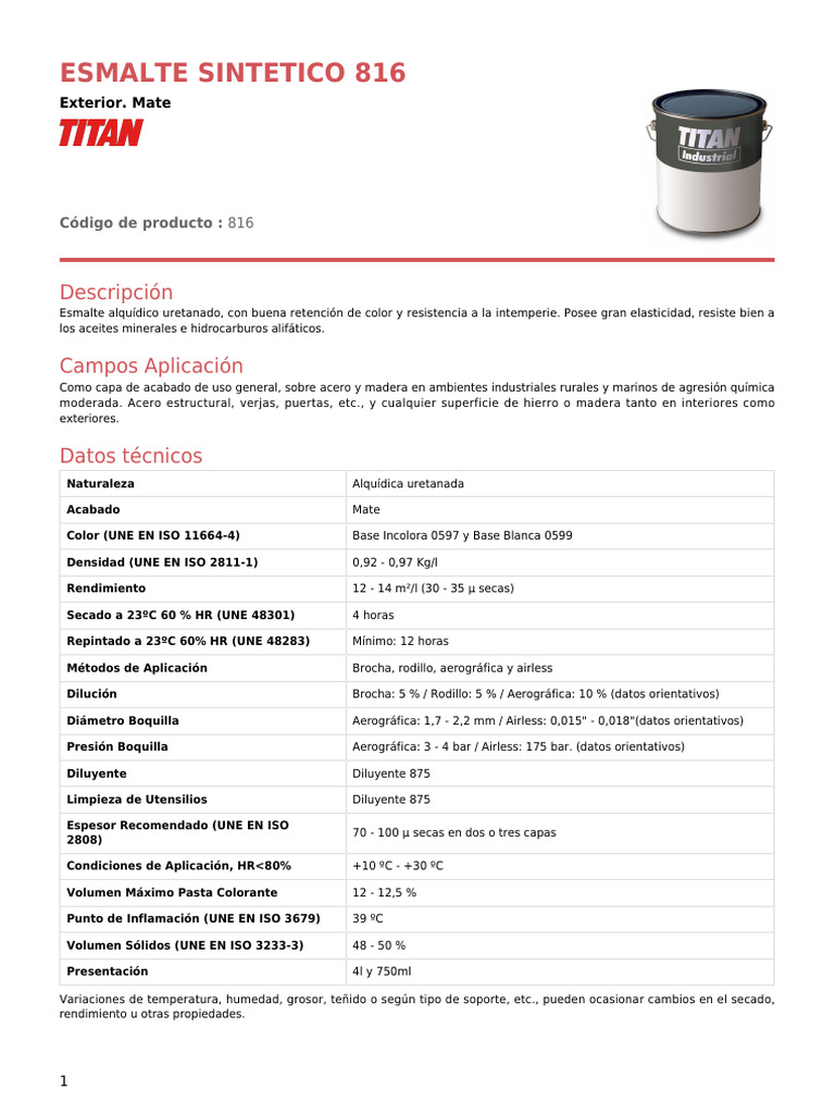 Esmalte Sintético 816: Uso y Aplicación | PDF | Materiales